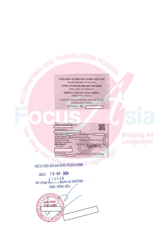 Notarized True Copy of Car Registration Certificate - Focus Asia ...